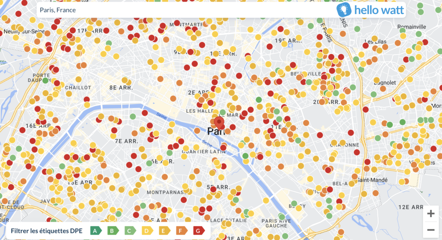 Hello Watt lance une carte interactive pour estimer le DPE d'un logement - Journal de l'Agence